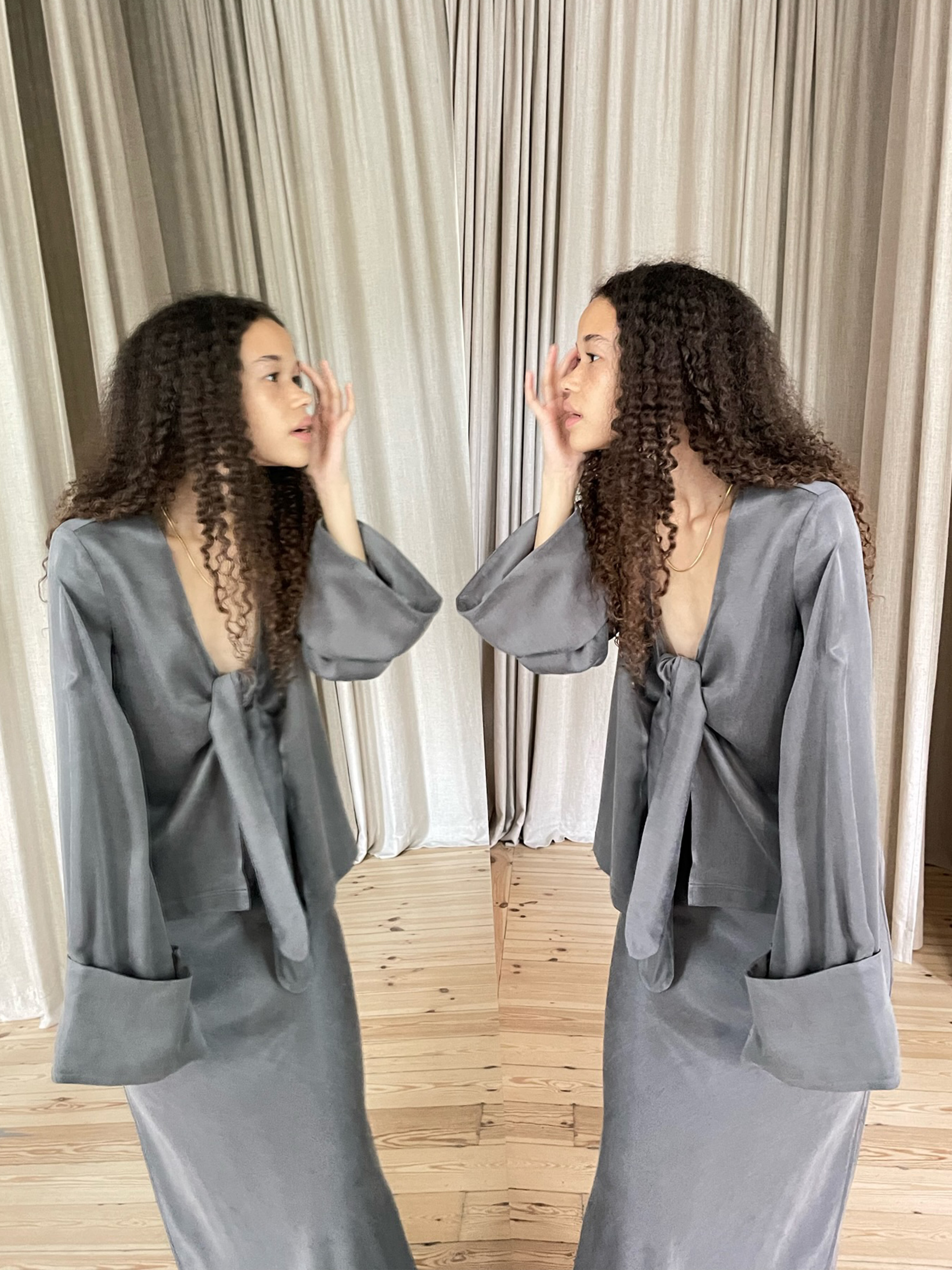 Tie Top Long Sleeve Storm - Storm | Djerf Avenue Tie Top Long Sleeve Storm - Storm | Djerf Avenue
