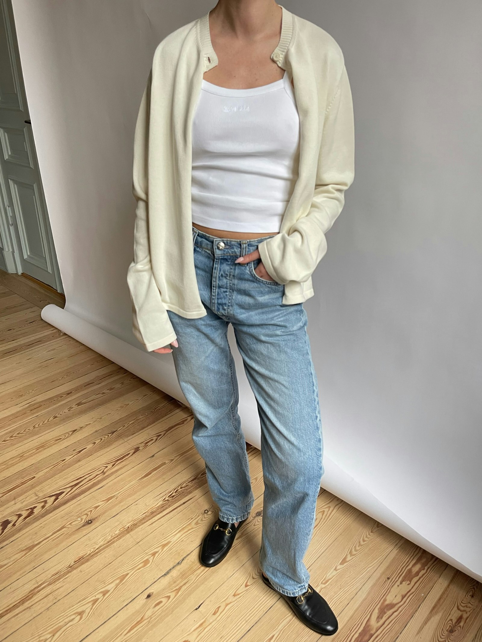 Button Up Cardigan Cream Djerf Avenue Djerf Avenue